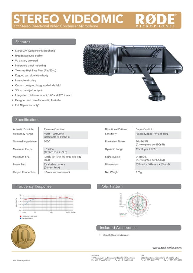 Rode Stereo Videomic | PDF