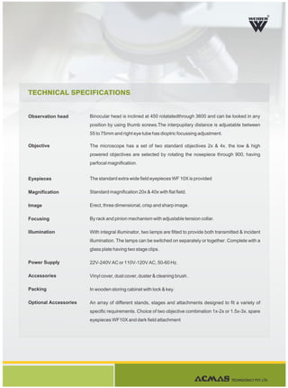 Sterepscpic zoom binocular microscope | PDF