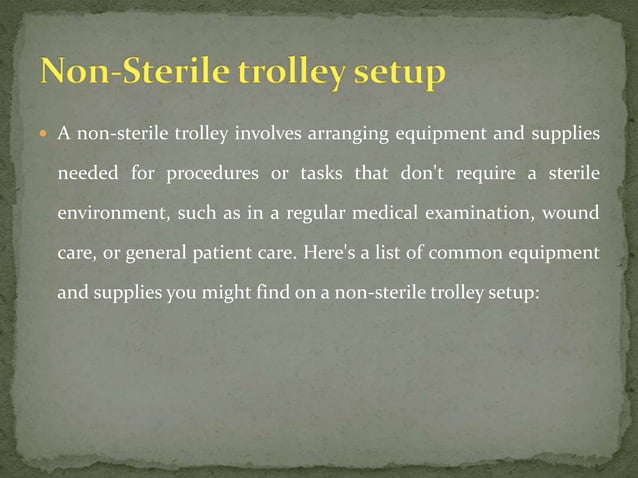 Sterile and non-sterile trolley set up.pptx | First Aid | Injuries