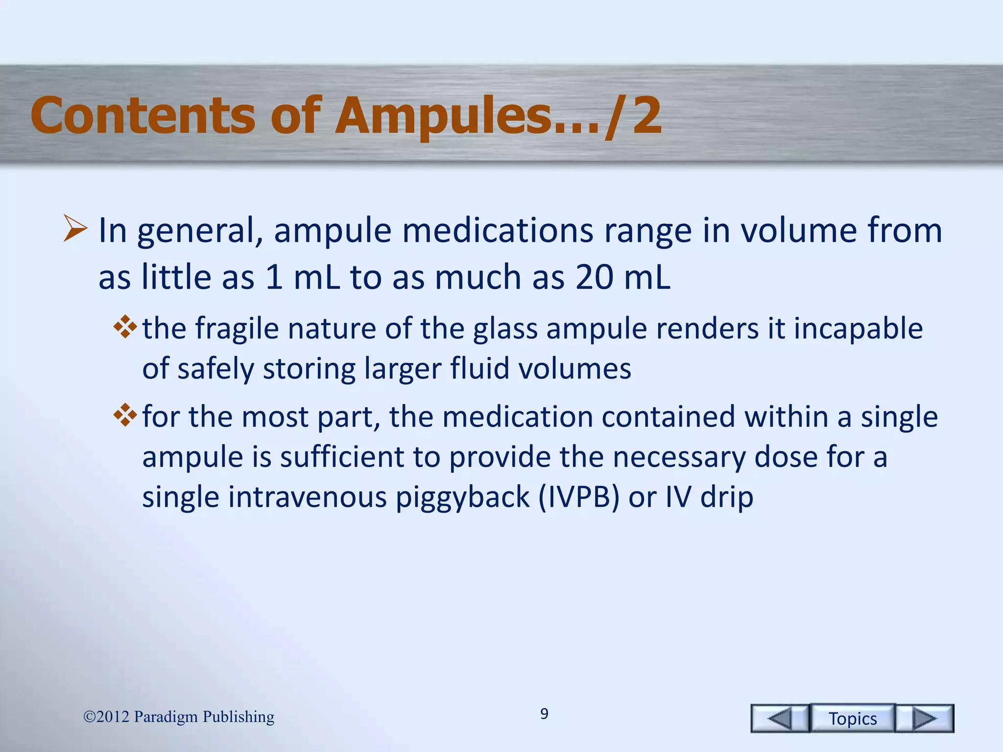 Ampule-Based Preparations | PPTX