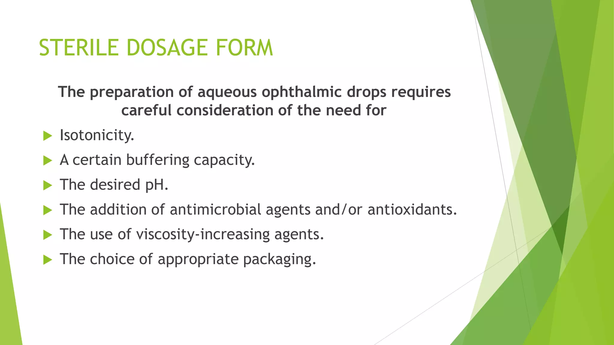 Sterile dosage form (opthalmic) | PDF
