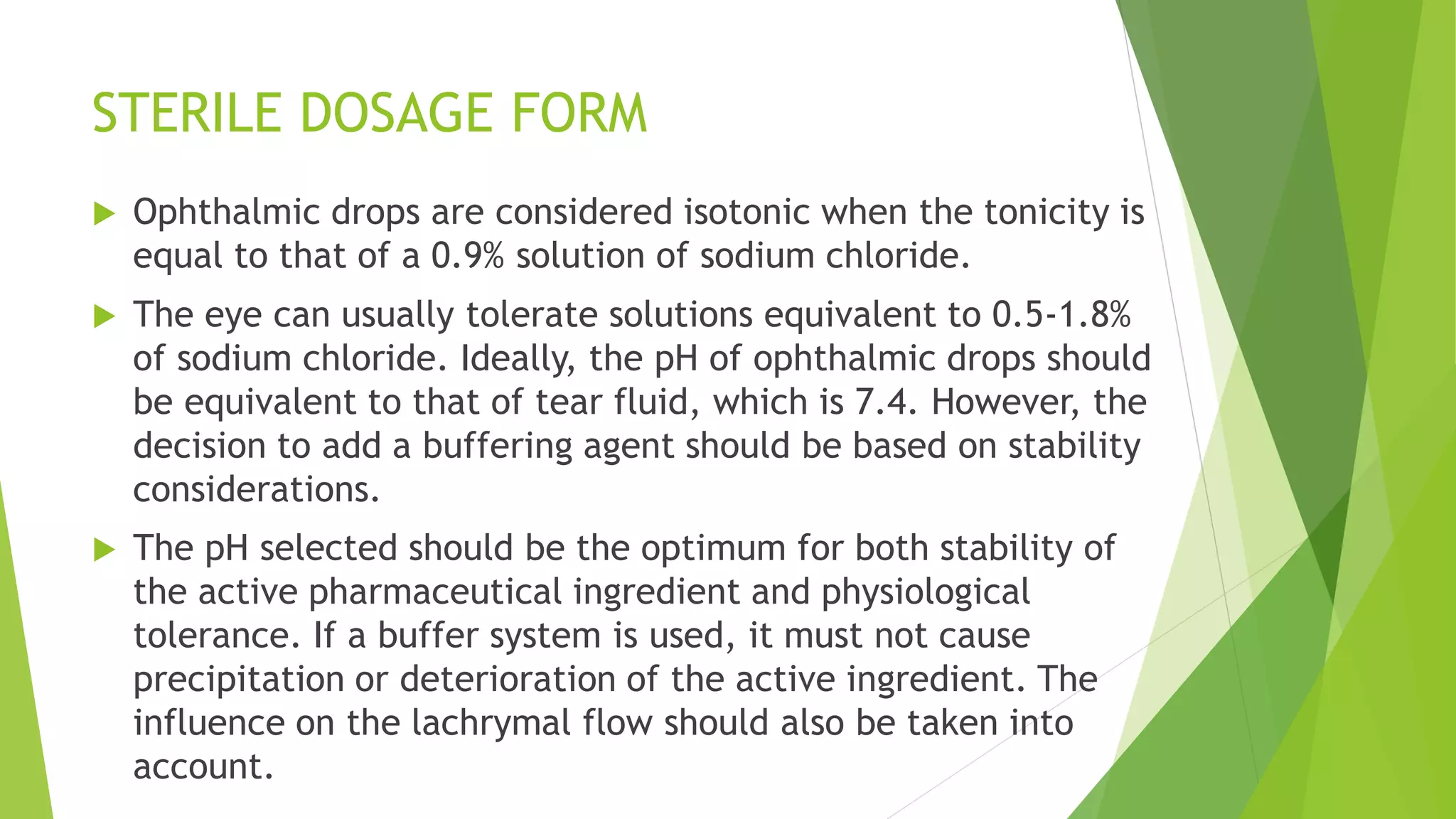 Sterile dosage form (opthalmic) | PDF
