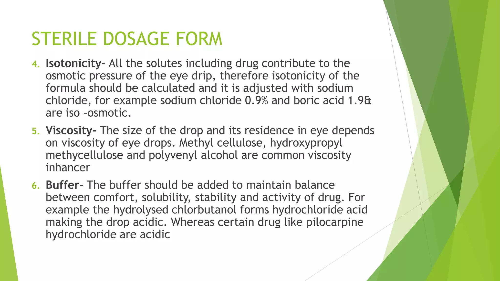 Sterile dosage form (opthalmic) | PDF