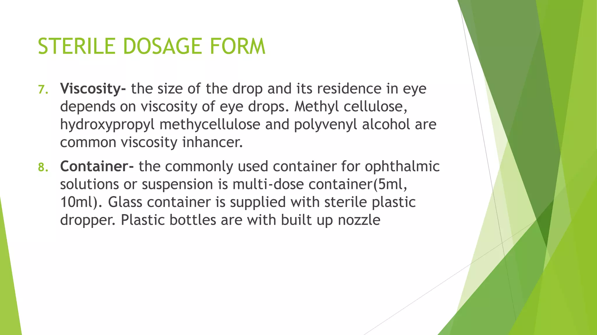Sterile dosage form (opthalmic) | PDF