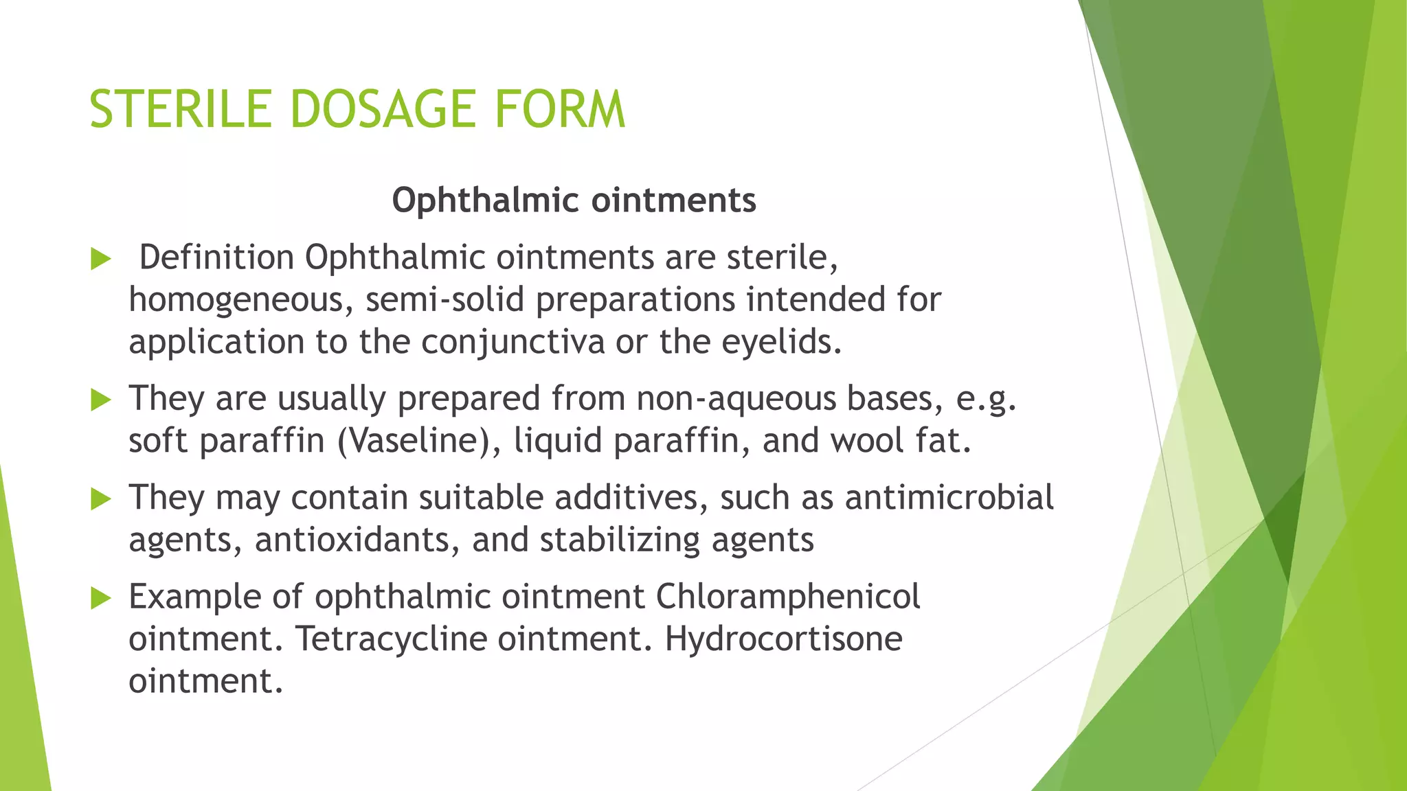 Sterile dosage form (opthalmic) | PDF