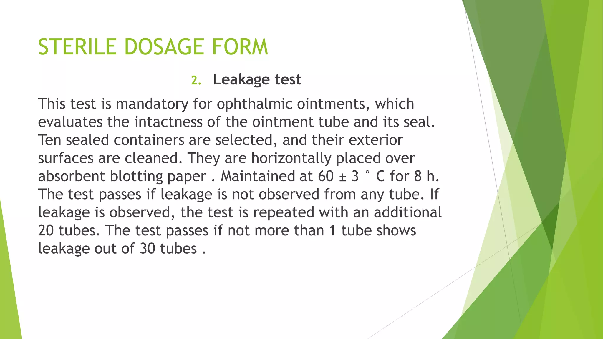 Sterile dosage form (opthalmic) | PDF