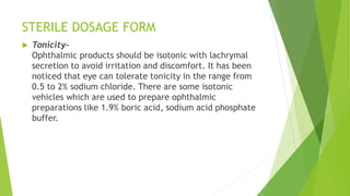 Sterile dosage form (opthalmic) | PDF