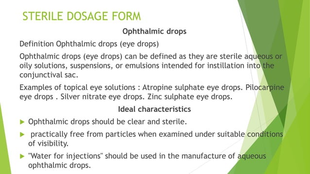 Sterile dosage form (opthalmic) | PDF