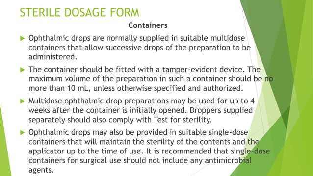 Sterile dosage form (opthalmic) | PDF