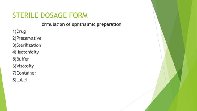 Sterile dosage form (opthalmic) | PDF