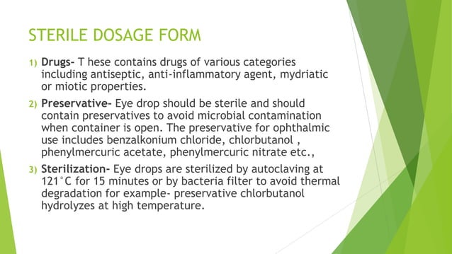 Sterile dosage form (opthalmic) | PDF