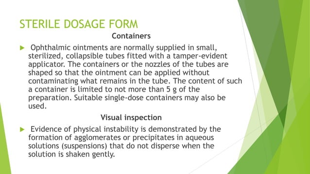 Sterile dosage form (opthalmic) | PDF
