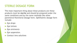 Sterile dosage form (opthalmic) | PDF