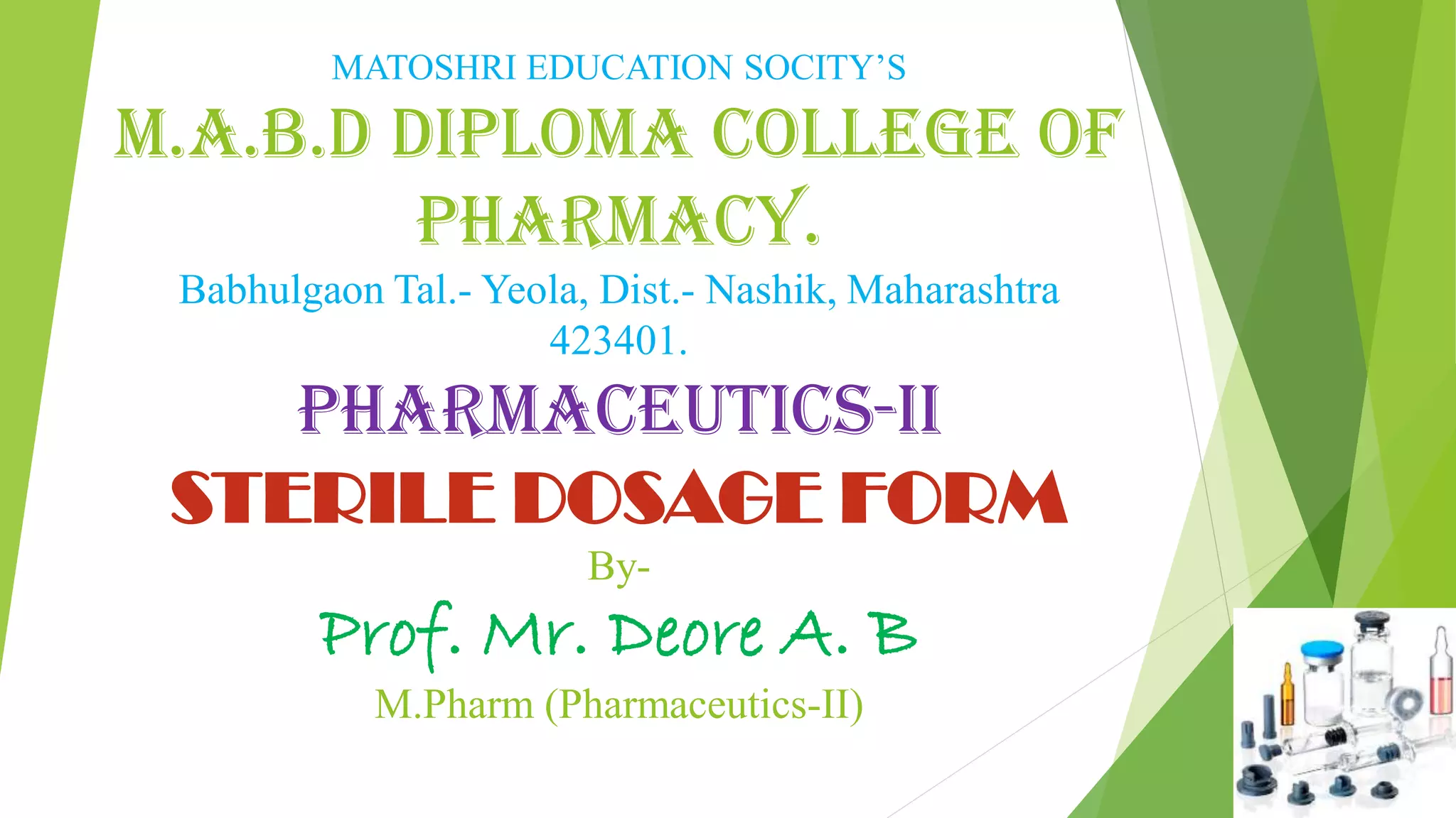 Sterile dosage form (parenteral) | PDF