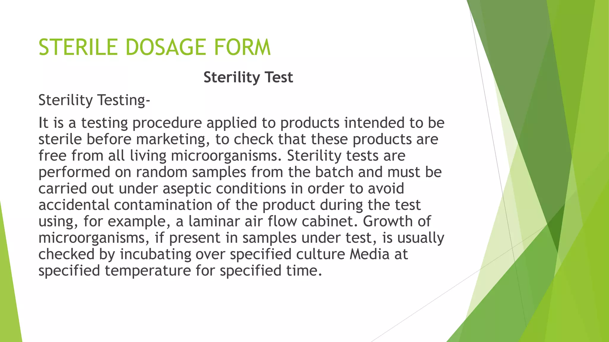 Sterile dosage form (parenteral) | PDF