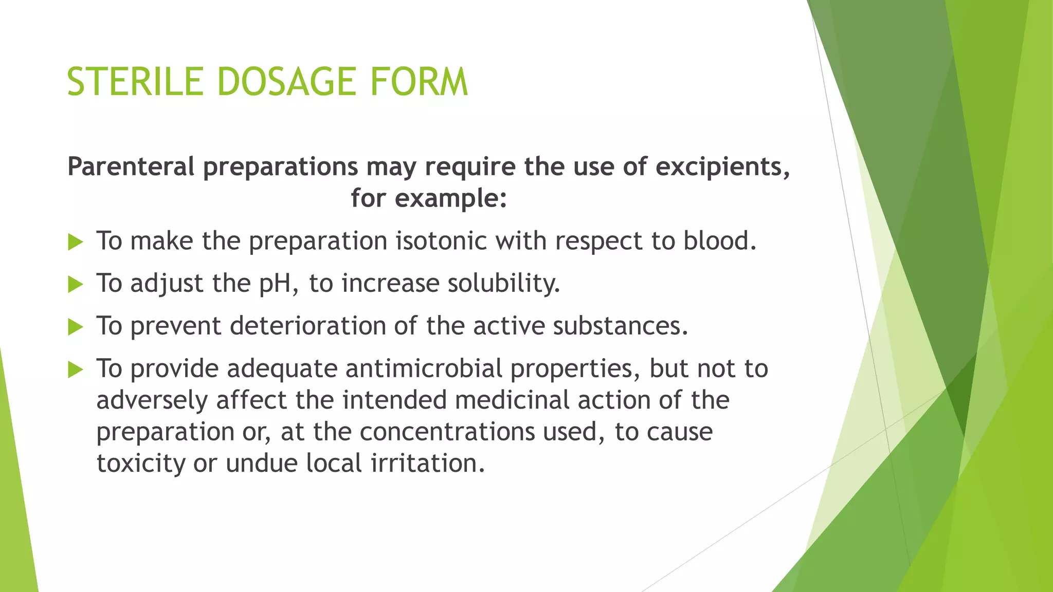Sterile dosage form (parenteral) | PDF