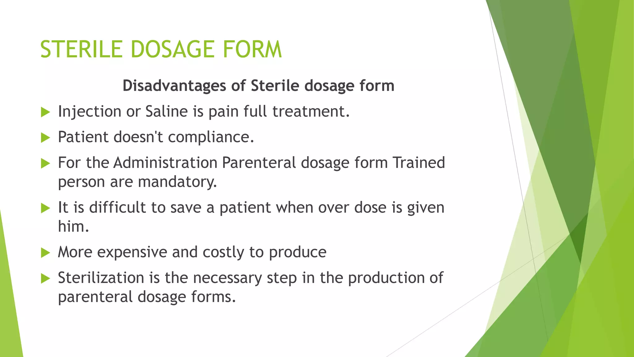 Sterile dosage form (parenteral) | PDF