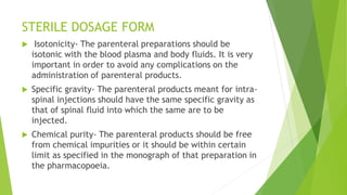 Sterile dosage form (parenteral) | PDF