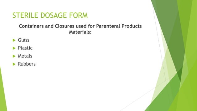 Sterile dosage form (parenteral) | PDF