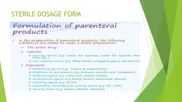 Sterile dosage form (parenteral) | PDF