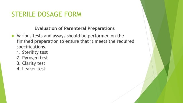 Sterile dosage form (parenteral) | PDF