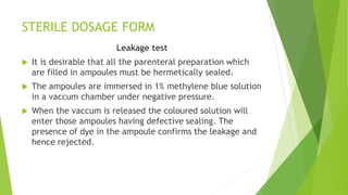 Sterile dosage form (parenteral) | PDF