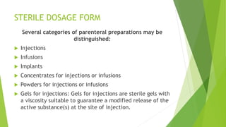 Sterile dosage form (parenteral) | PDF