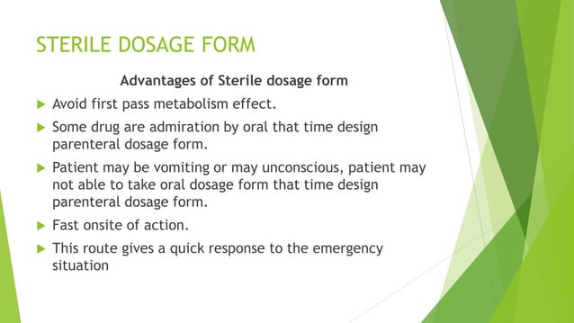 Sterile dosage form (parenteral) | PPT