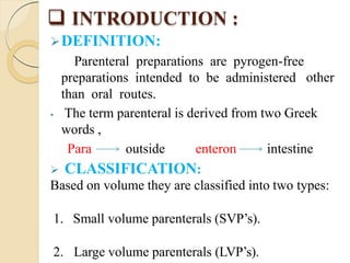 Sterile formulations – large and small volume parenterals (1).pptx