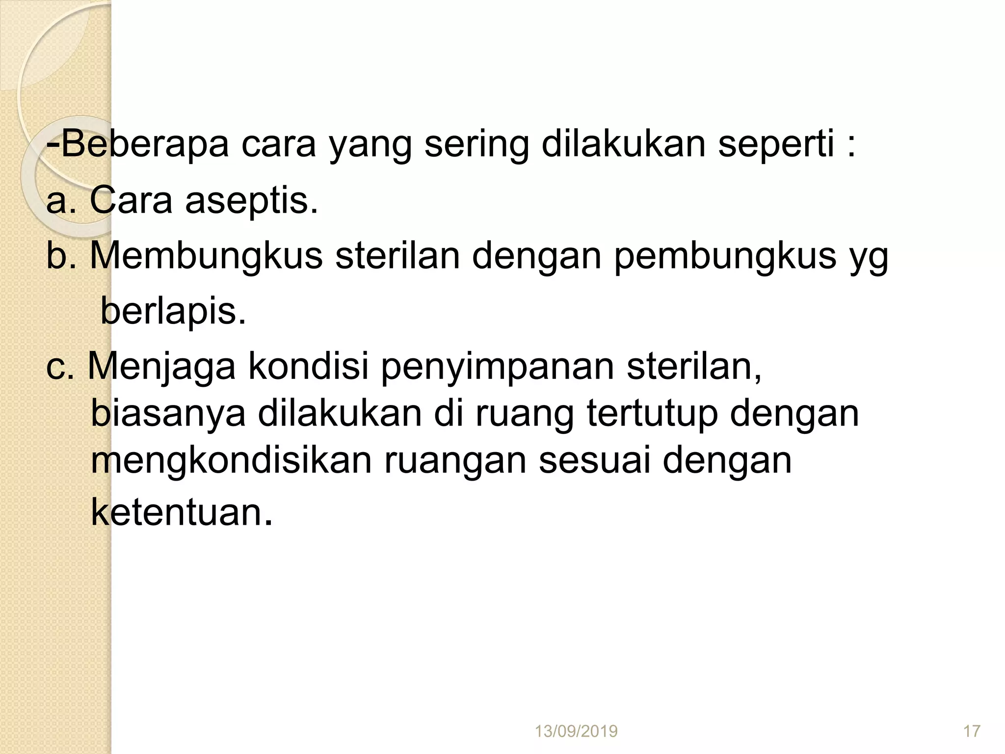 Sterilisasi, desinfeksi, dekontaminasi | PPTX