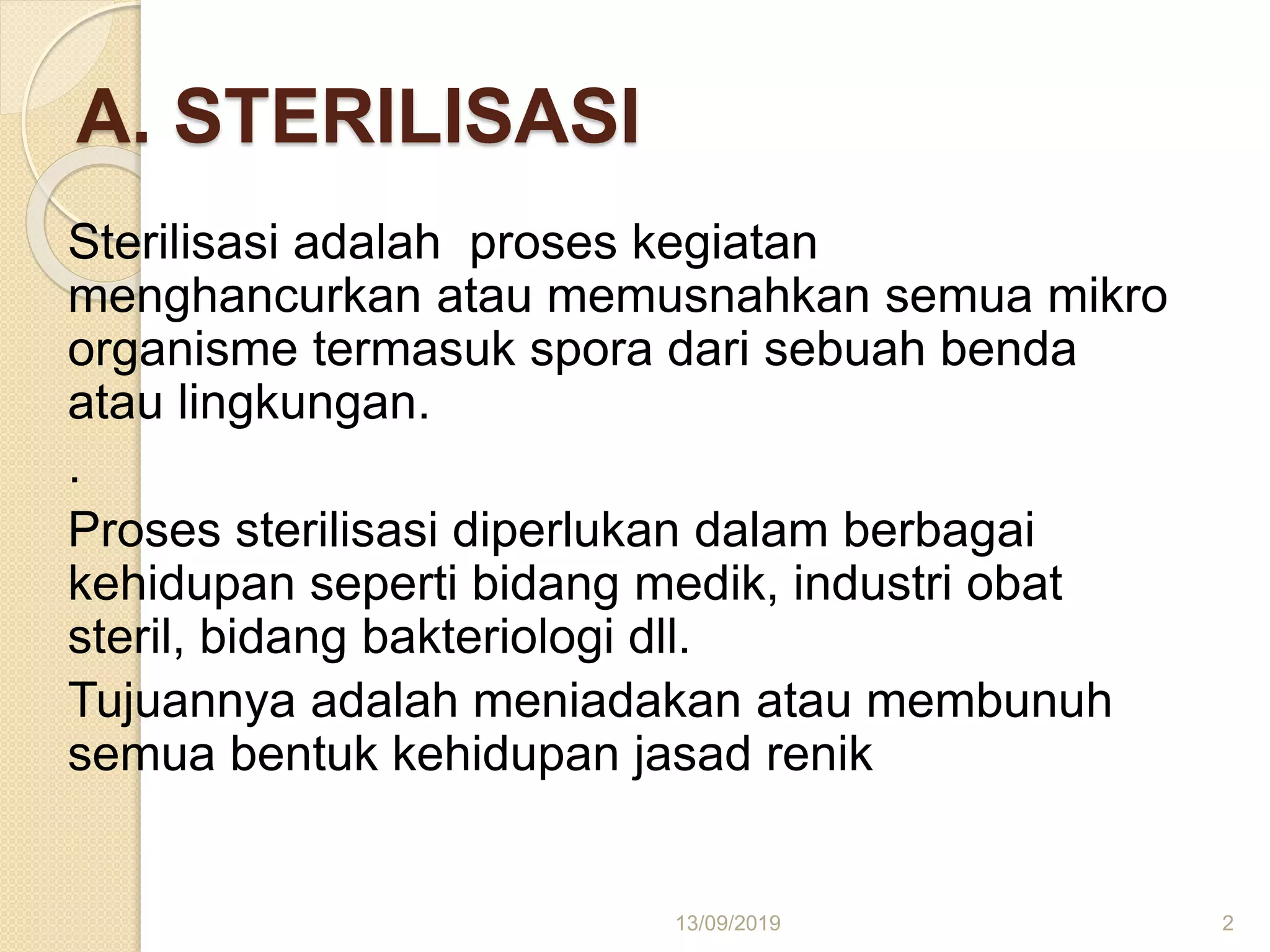 Sterilisasi, desinfeksi, dekontaminasi | PPTX