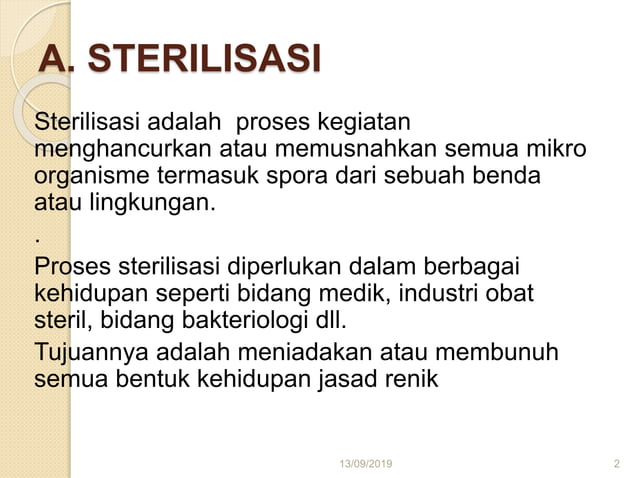 Sterilisasi, desinfeksi, dekontaminasi | PPTX