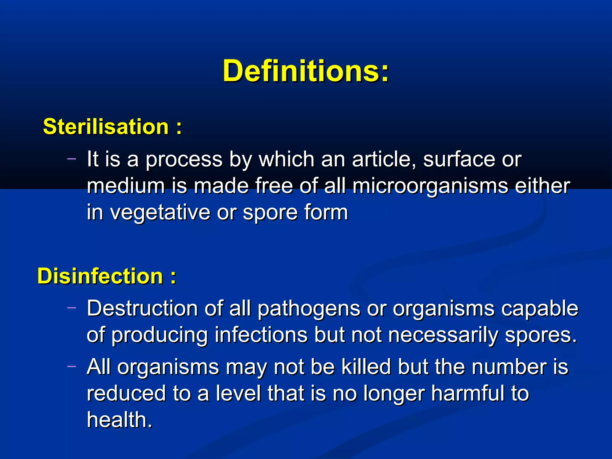 Sterilisation and disinfection | PPT