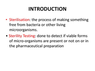 STERILITY TESTING OF PHARMACEUTICALS ppt by DR.C.P.PRINCE | PPTX