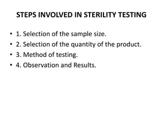 STERILITY TESTING OF PHARMACEUTICALS ppt by DR.C.P.PRINCE | PPTX