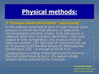 Sterilization in operative dentistry | PDF