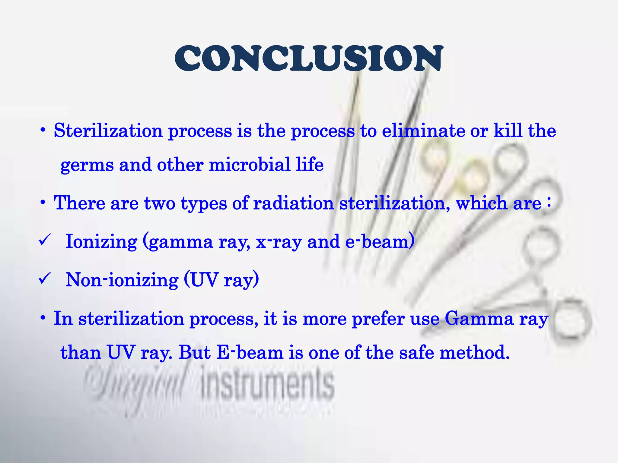 Sterilization of medical instruments (radiation) | PPTX