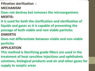 Sterilization techniques .TYPES .MERTIES. AND DIMERTIES AND APPLICATION...... | PPT