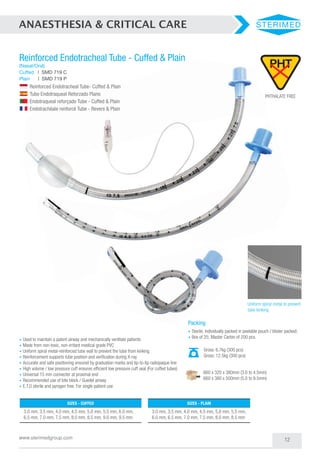 Reinforced Endotracheal Tube – Cuffed & Plain | PDF