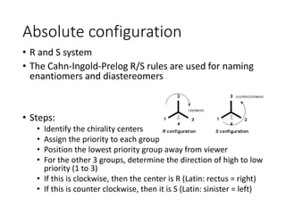 Steriochemistry of organic compounds optical activity : configuration of optical isomers | PPTX