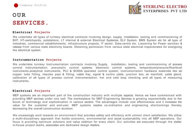 EPC Electrical & Instrumentation Contractors in Mumbai, India - Sterling Electro | PPT