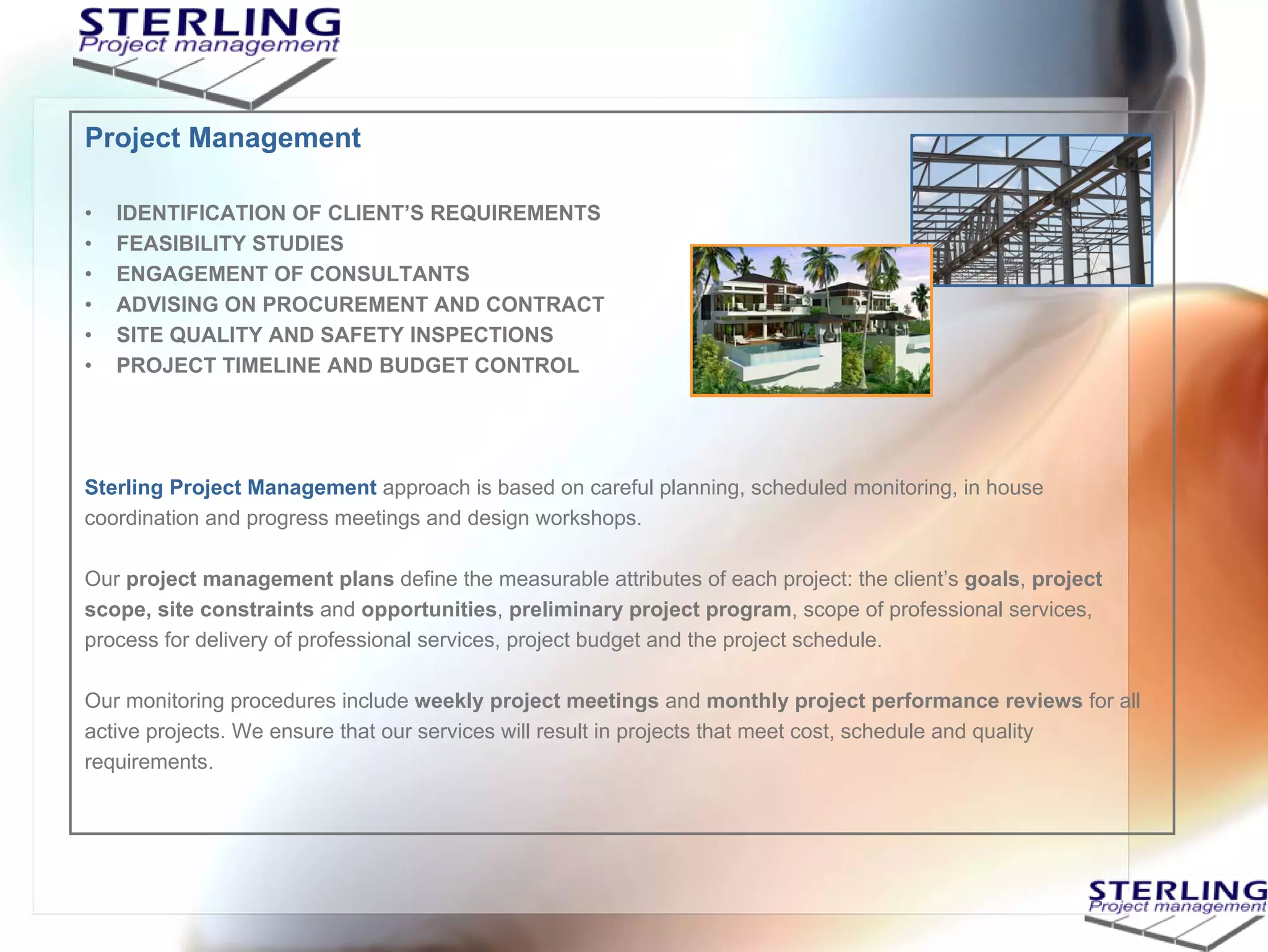 Sterling Project Management profile for project management, contruction ...