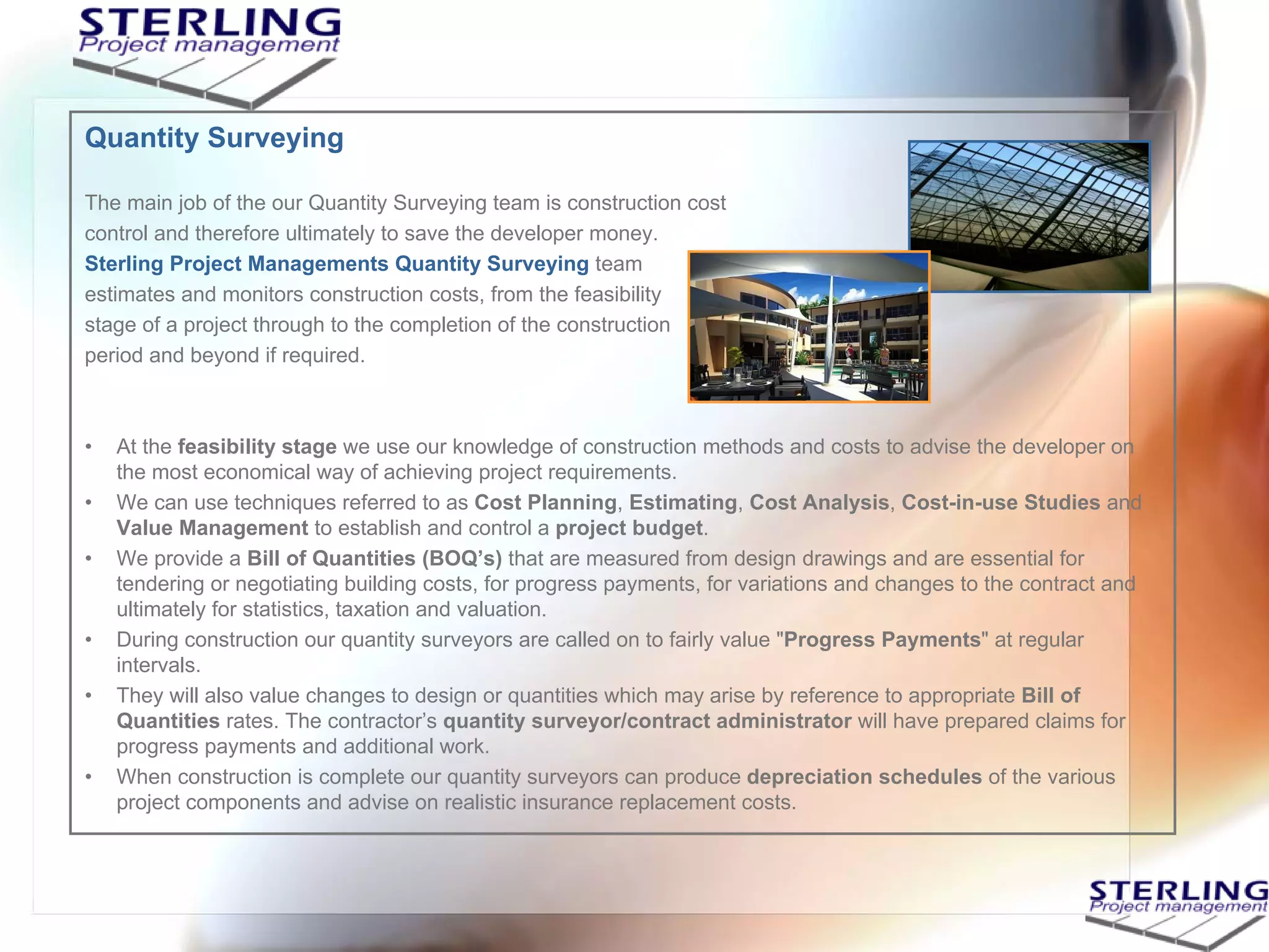Sterling Project Management profile for project management, contruction ...