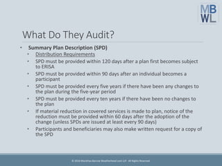 SterlingRisk and Stacy Barrow Present - Surviving a DOL Audit | PPTX