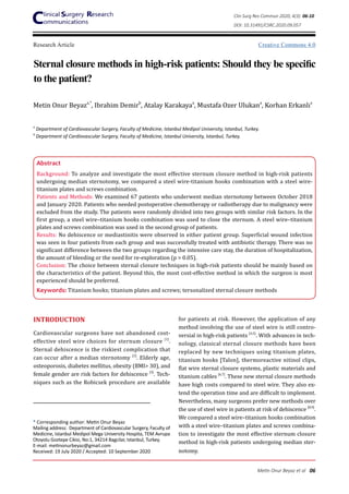 Sternal closure methods in high risk patients - should they be specific ...