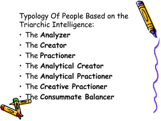 Sternberg’s triarchic theory of intelligences | PPT