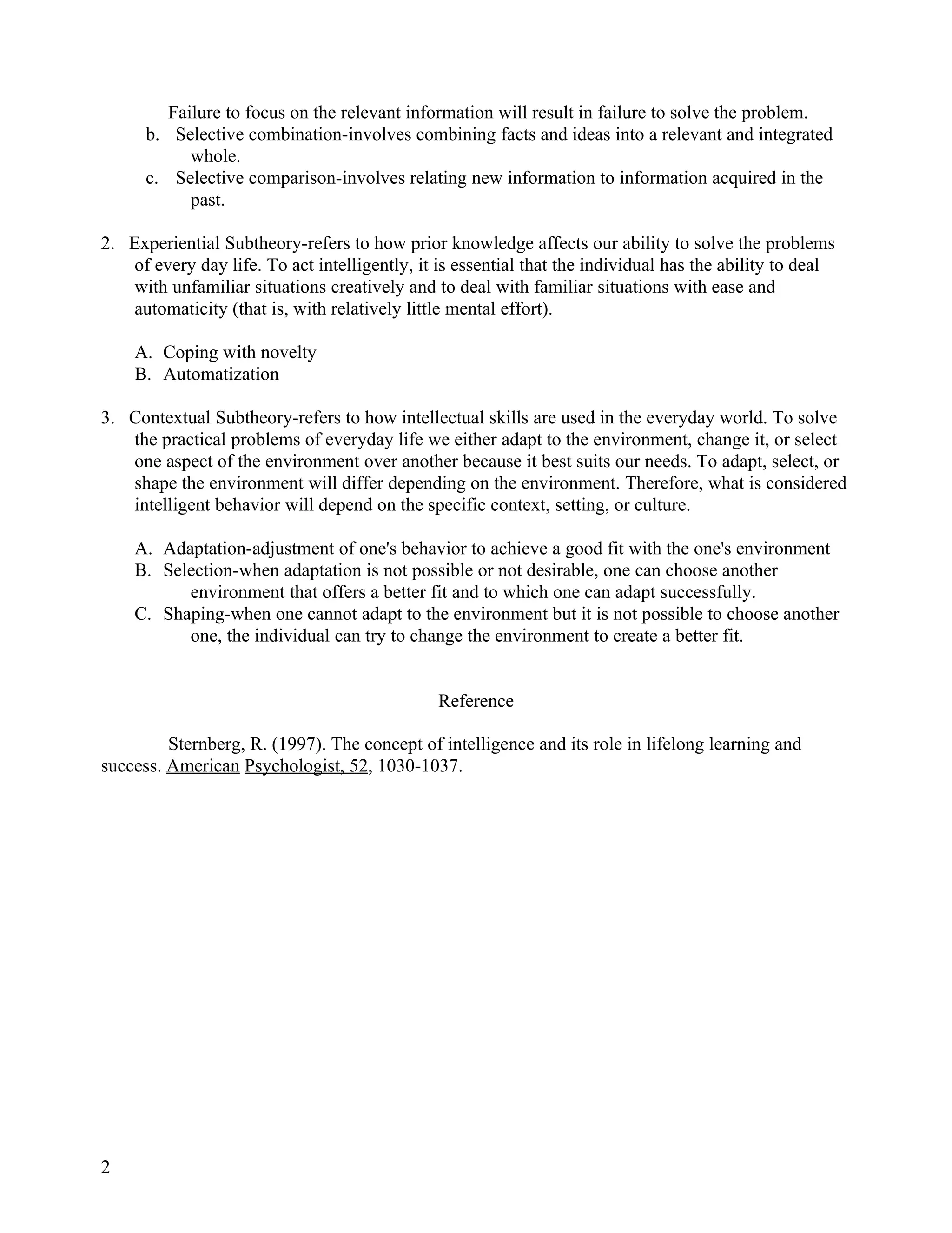 Sternberg triarchictheoryofintelligence | DOC