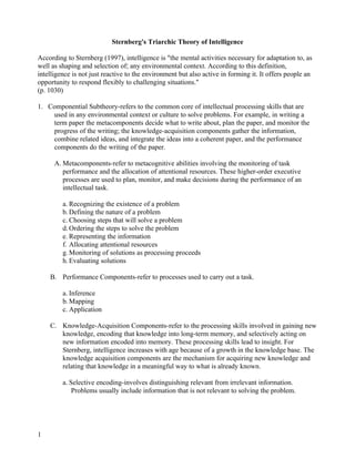 Sternberg triarchictheoryofintelligence | DOC | Education