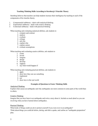 Sternberg triarchictheoryofintelligence | DOC | Education