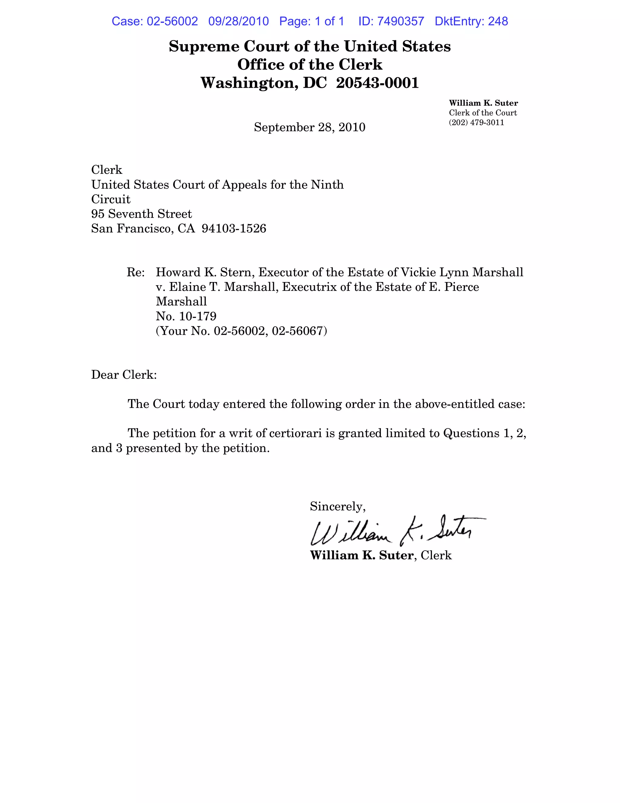 Stern - Motion for certiorari granted | PDF